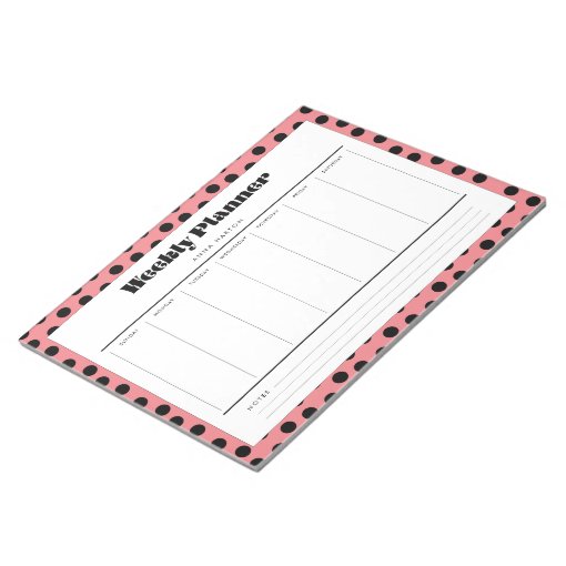 Simple retro polka dot weekly planner notepad | Zazzle