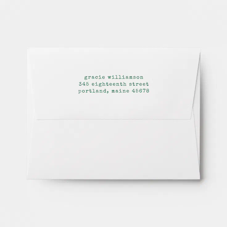Simple Retro Typewriter Kelly Green Return Address Envelope | Zazzle