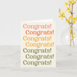 Simple Retro Typography Congrats Yellow and Green Card | Zazzle