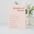 Simple Retro Vibes | Blush Pink Schedule of Events Enclosure Card | Zazzle