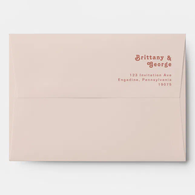 Simple Retro Vibes | Blush Pink Wedding Invitation Envelope | Zazzle