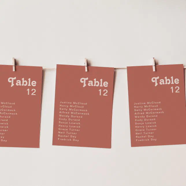 Simple Retro Vibes | Old Rose Table Number Chart | Zazzle