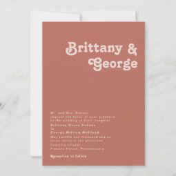 Simple Retro Vibes | Old Rose Traditional Wedding Invitation | Zazzle