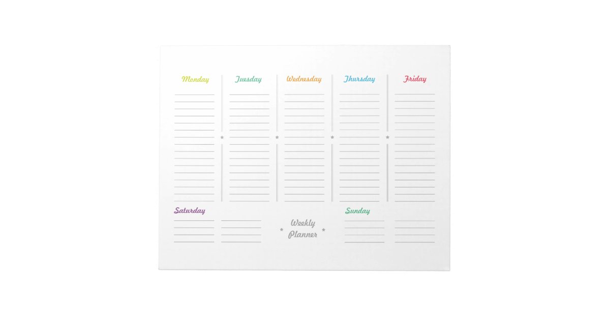 Simple Retro Weekly Planner Notepad | Zazzle