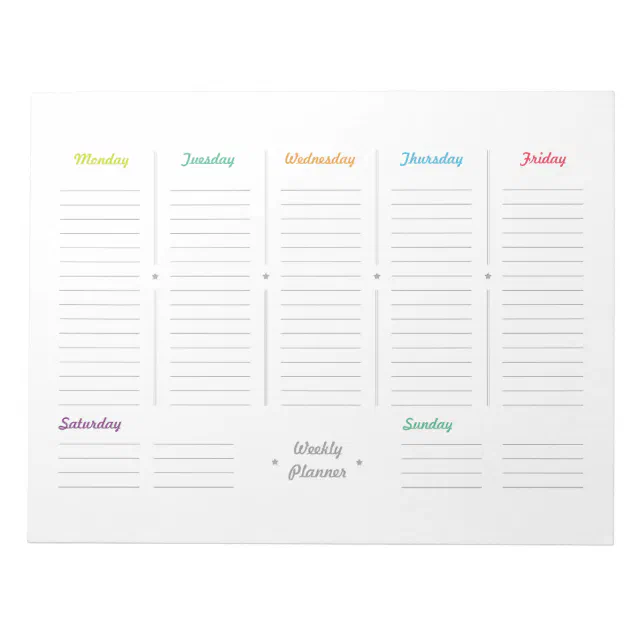 Simple Retro Weekly Planner Notepad | Zazzle