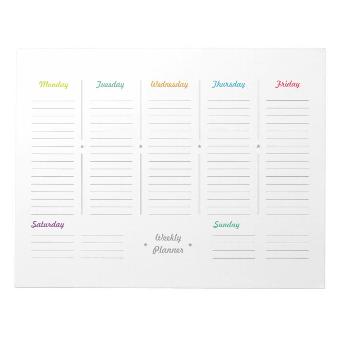 Simple Retro Weekly Planner Notepad | Zazzle.com