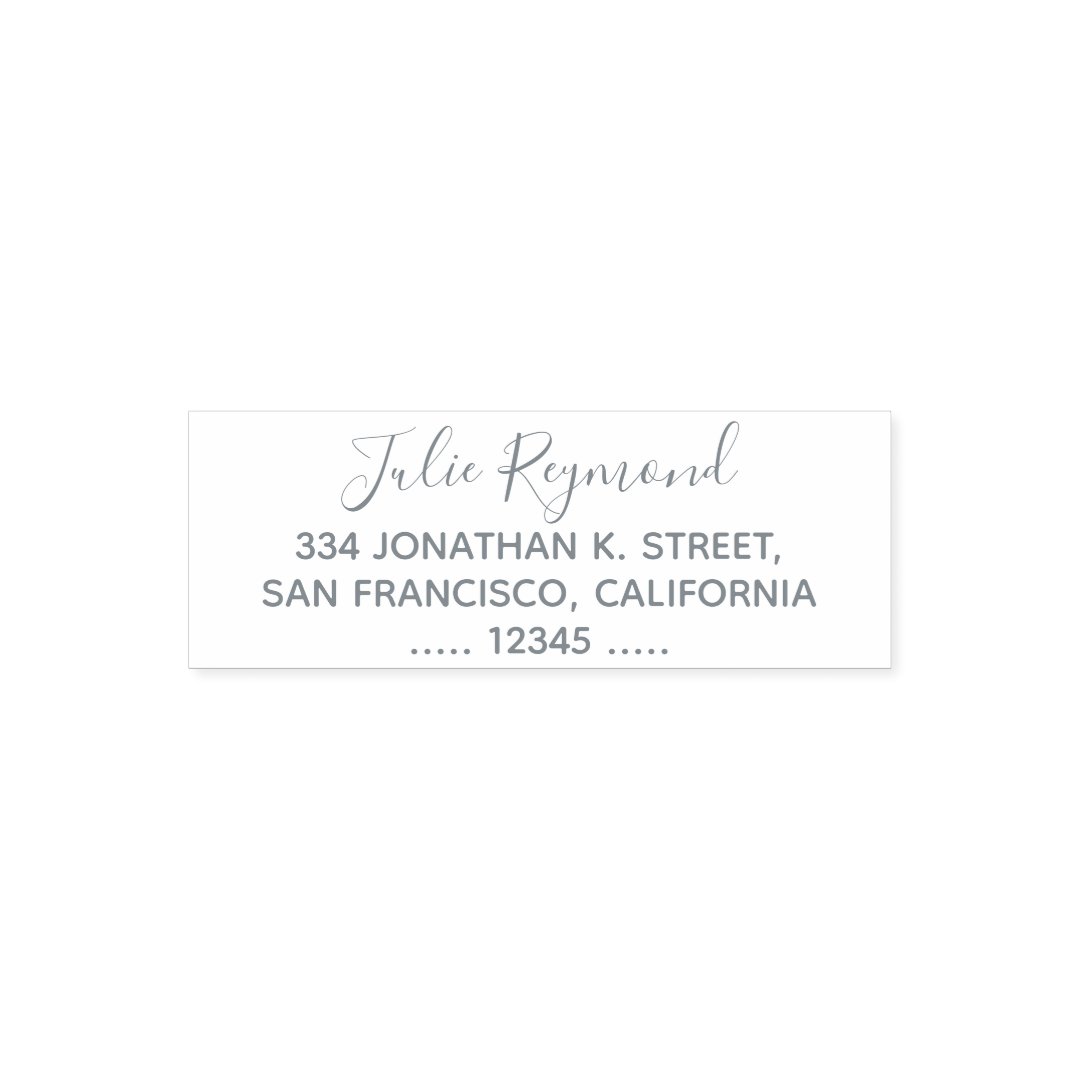 simple return address with elegant cursive name self-inking stamp | Zazzle