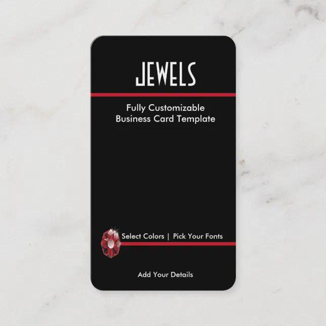 Simple Rhinestone Jewelry - Rhinestone Ruby Logo Business Card | Zazzle