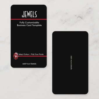 Simple Rhinestone Jewelry - Rhinestone Ruby Logo Business Card | Zazzle