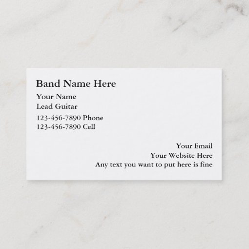 Simple Rock Band Business Cards | Zazzle