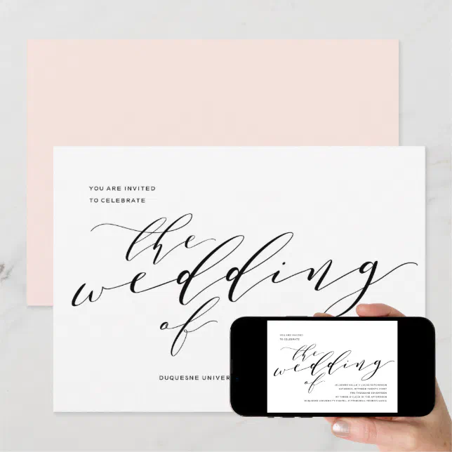 Simple Romance Calligraphy Wedding Invitation | Zazzle