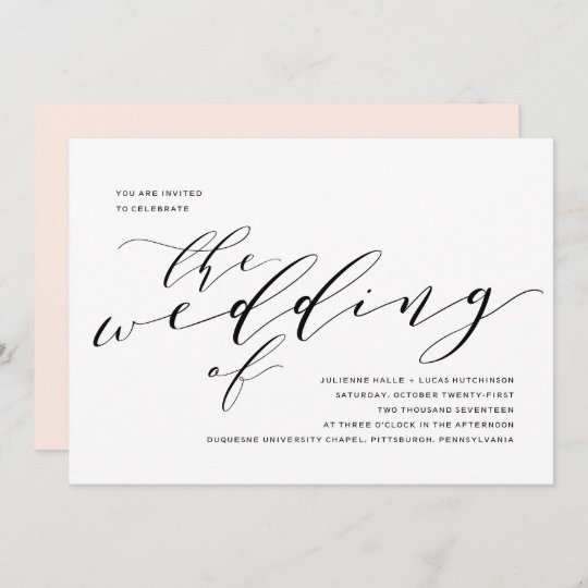 Simple Romance Calligraphy Wedding Invitation | Zazzle.com