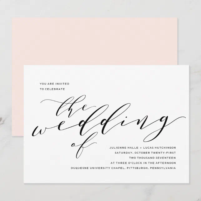 Simple Romance Calligraphy Wedding Invitation | Zazzle