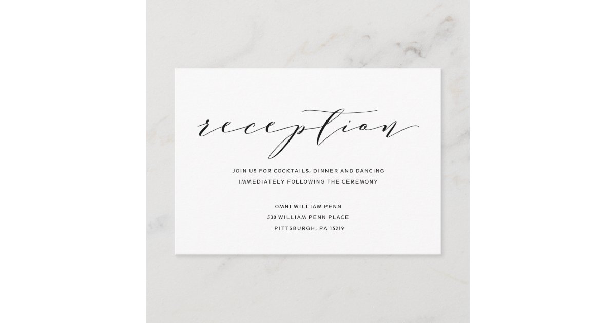 Simple Romance Calligraphy Wedding Reception Card | Zazzle