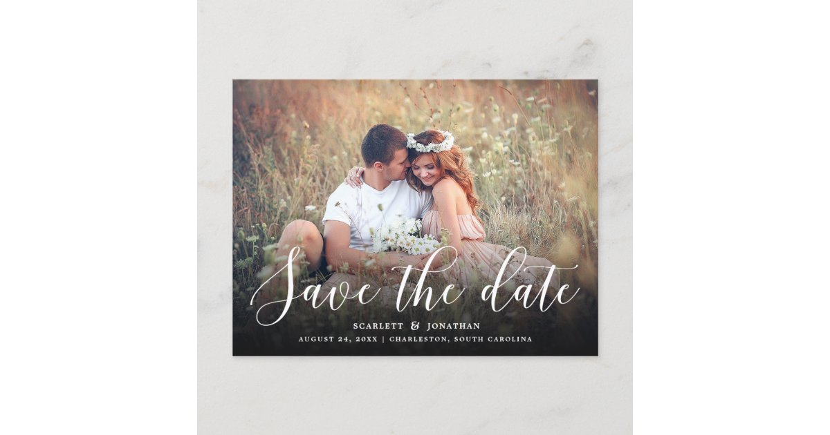 Simple Romance Photo Save the Date Postcard | Zazzle