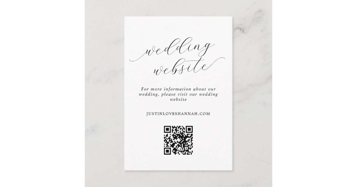 Simple Romantic Script Wedding Website QR Code Enclosure Card | Zazzle