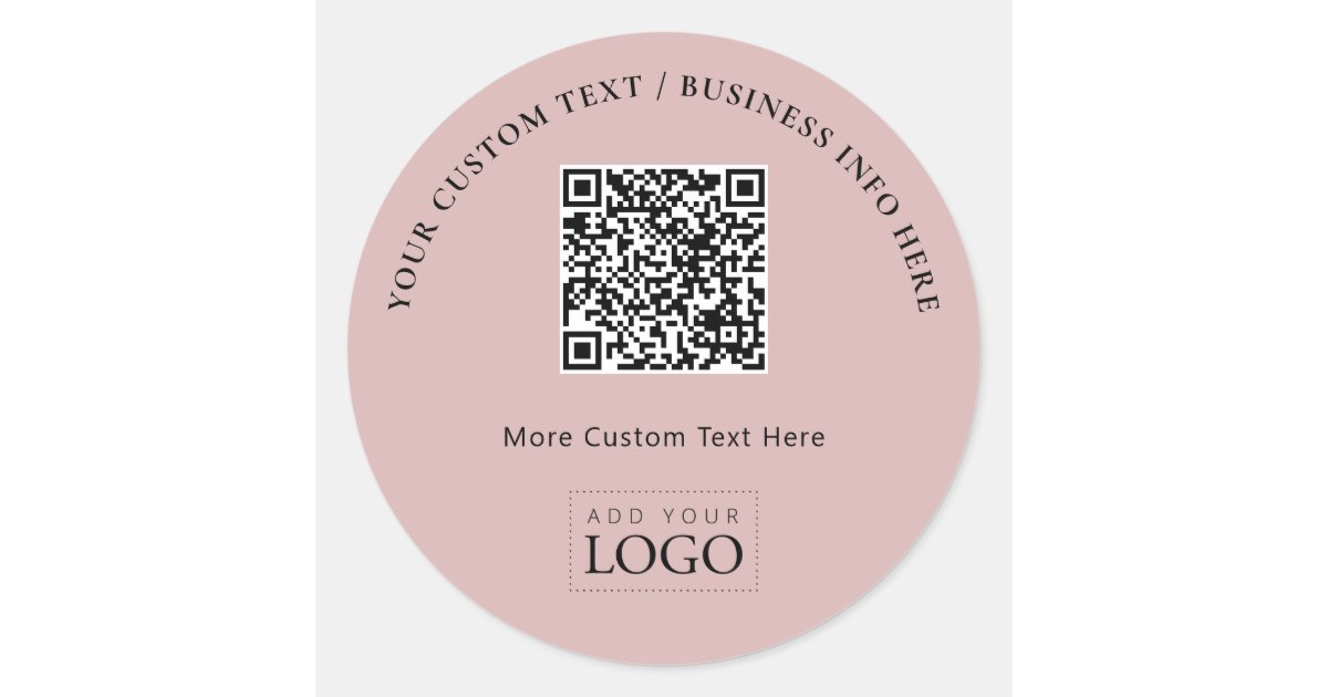 Simple Rose Business Logo QR Code Promotional Classic Round Sticker ...