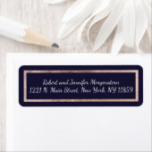 Simple Rose Gold Lined Navy Blue Address Labels | Zazzle