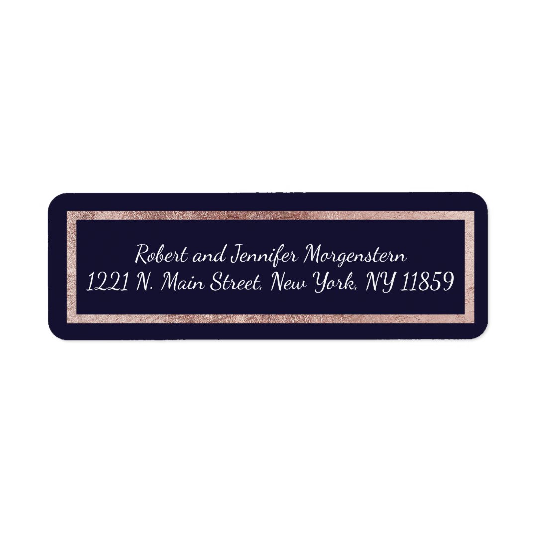 Simple Rose Gold Lined Navy Blue Address Labels | Zazzle