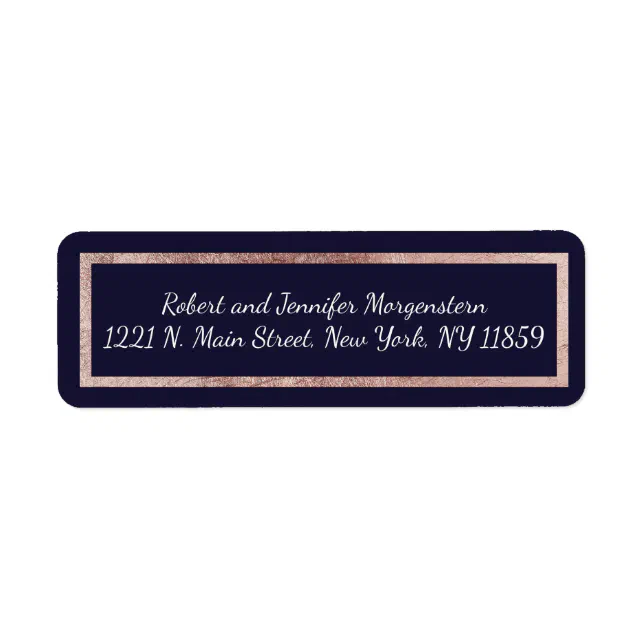 Simple Rose Gold Lined Navy Blue Address Labels | Zazzle