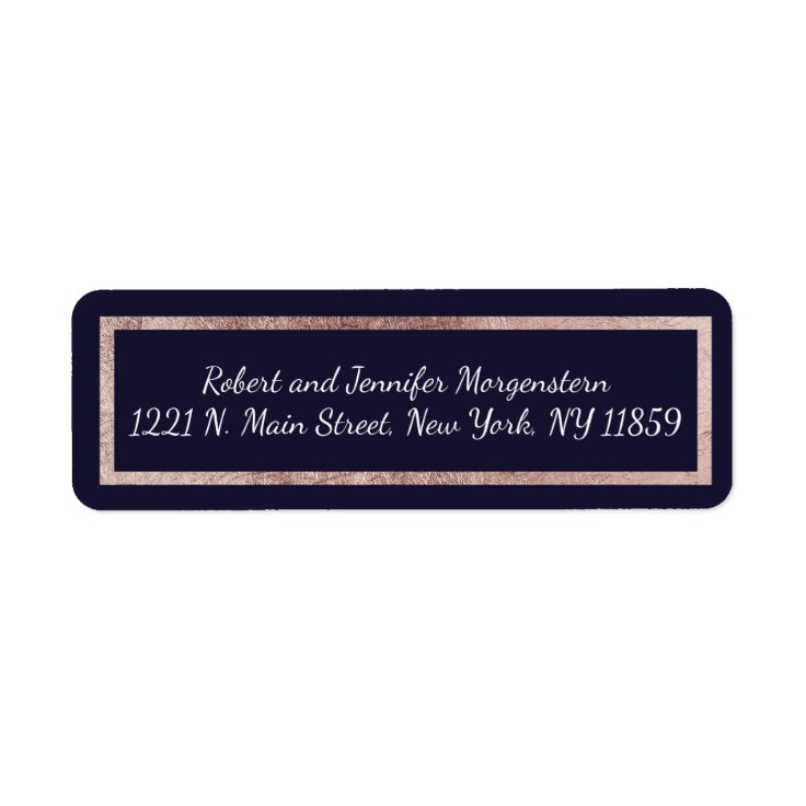 Simple Rose Gold Lined Navy Blue Address Labels | Zazzle