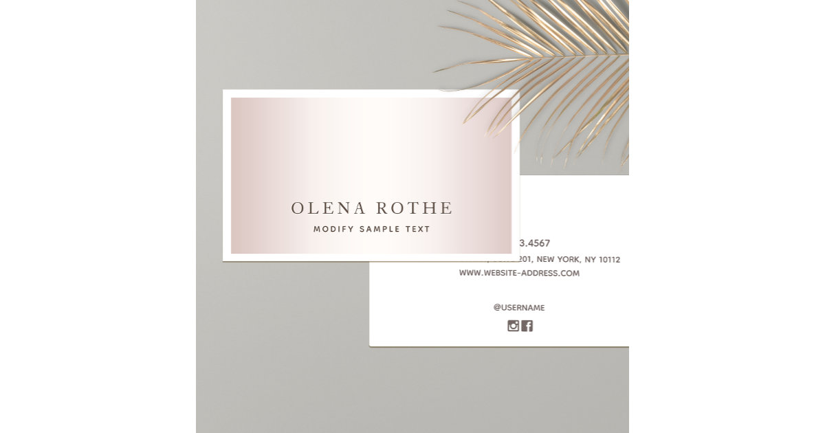 Simple Rose Gold White Border Professional Calli Calling Card | Zazzle