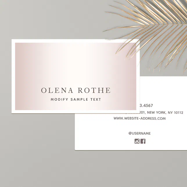 Simple Rose Gold White Border Professional Calli Calling Card | Zazzle