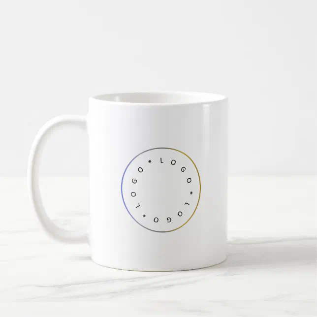 Simple Round Business Logo Gold Blue Silver Border Coffee Mug | Zazzle