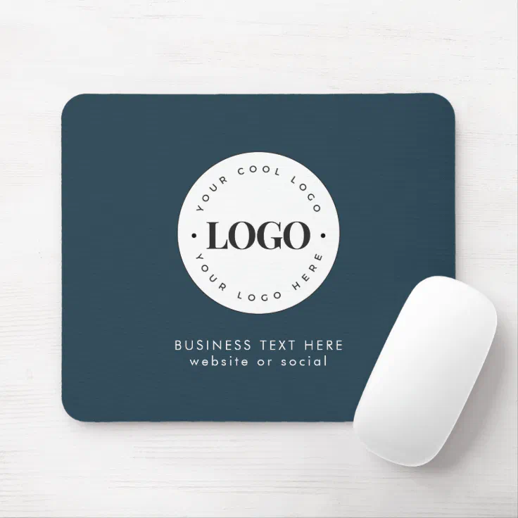Simple Round Business Logo & Text Company Custom Mouse Pad | Zazzle