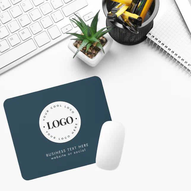 Simple Round Business Logo & Text Company Custom Mouse Pad | Zazzle