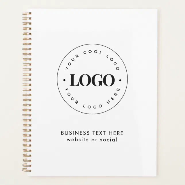 Simple Round Business Logo & Text Company Custom Planner | Zazzle