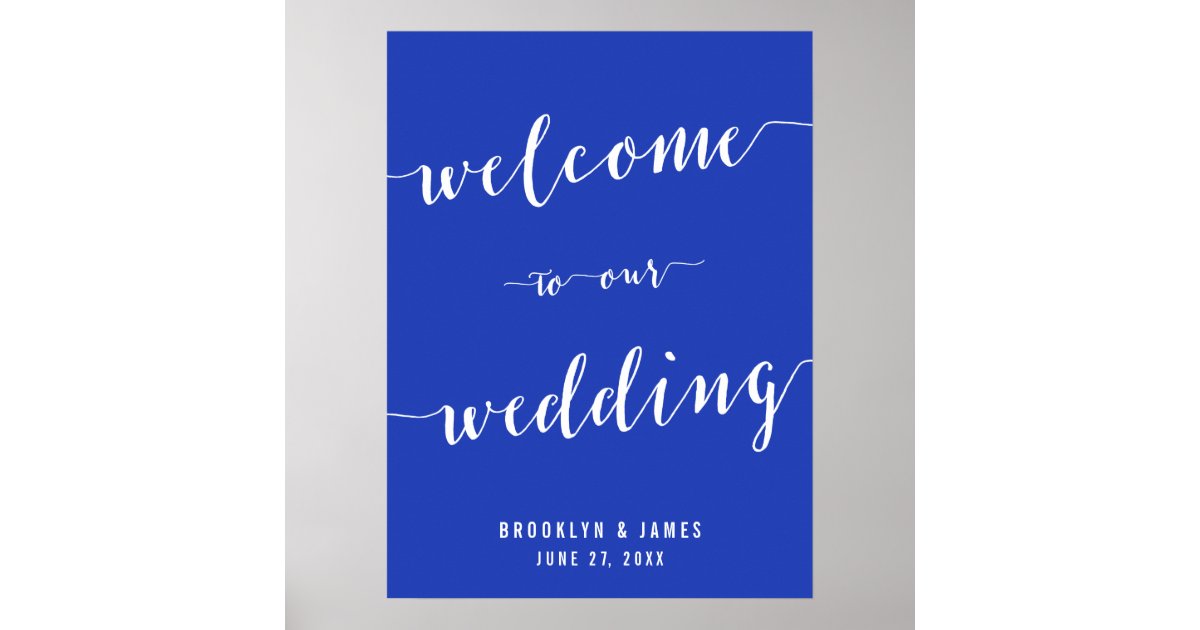 Simple Royal Blue Wedding Reception Sign Print | Zazzle