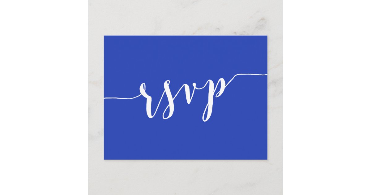 Simple Royal Blue Wedding RSVP Postcards | Zazzle