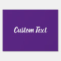 Simple Royal Purple and White Script Text Template Sign | Zazzle