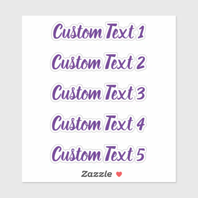 Simple Royal Purple Script 5 Lines of Text Sticker | Zazzle