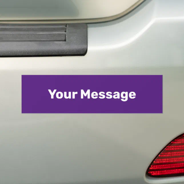Simple Royal Purple White Your Message Text Bumper Sticker | Zazzle