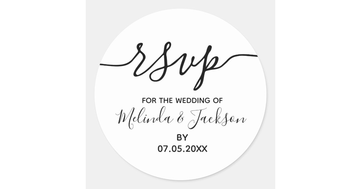 Simple RSVP Classic Round Sticker | Zazzle