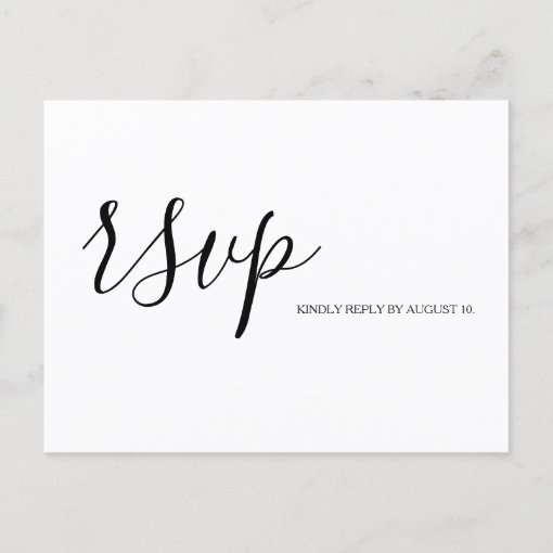 Simple RSVP Script Typography response Wedding Invitation Postcard | Zazzle