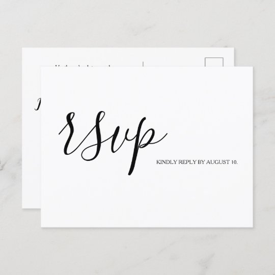 Simple RSVP Script Typography response Wedding Invitation Postcard ...