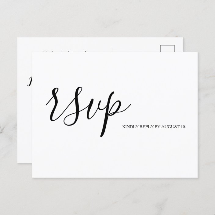 Simple RSVP Script Typography response Wedding Invitation Postcard ...