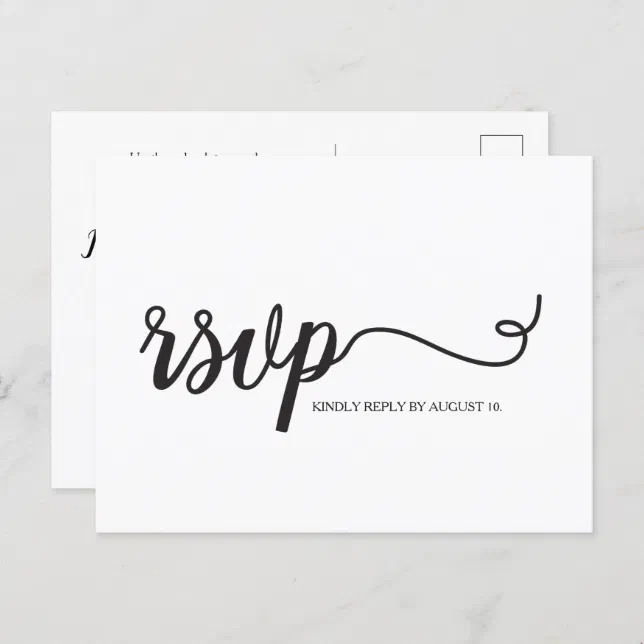 Simple RSVP Script Wedding Typography response Invitation Postcard | Zazzle