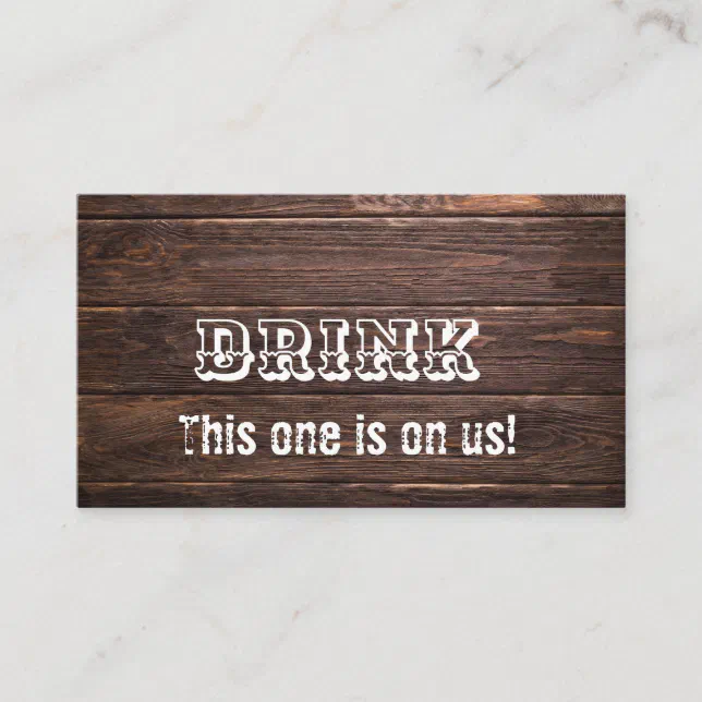 Simple Rustic Barn Wood Wedding Drink Ticket | Zazzle