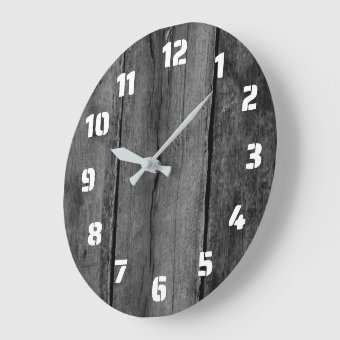 Simple Rustic Black Distressed Wood Farmhouse Large Clock | Zazzle