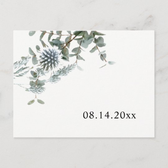 Simple Rustic Blue Thistle Save the Date Announcement Postcard | Zazzle.com