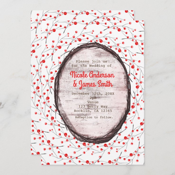 Simple Rustic Country Holiday Wedding Invitations | Zazzle