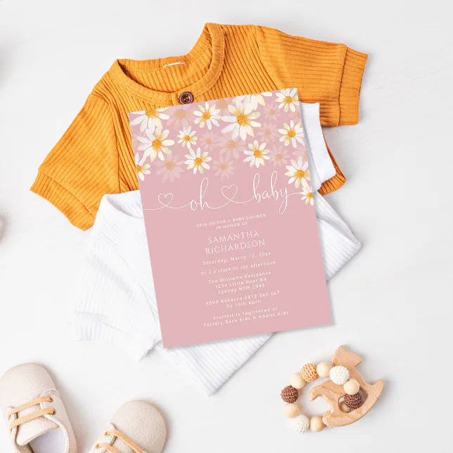 Simple Rustic Daisy Baby Shower Invitation | Zazzle