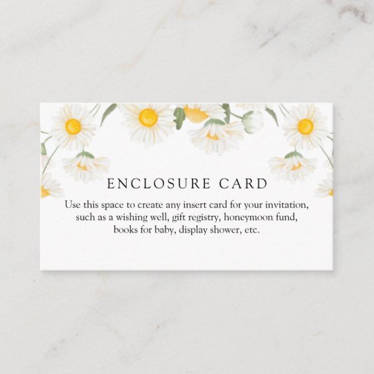 Simple Rustic Daisy Flower Custom Enclosure Card | Zazzle.com