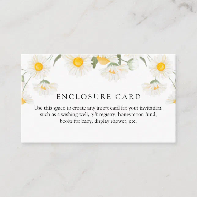 Simple Rustic Daisy Flower Custom Enclosure Card | Zazzle