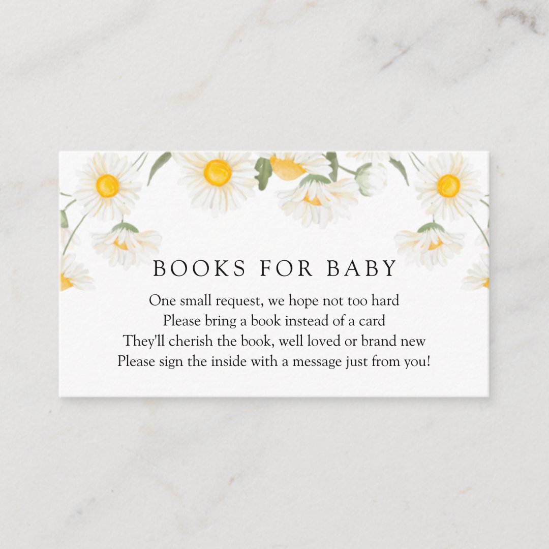 Simple Rustic Daisy Flowers Baby Book Request Enclosure Card | Zazzle