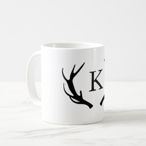 Simple Rustic Deer Antler Monogram Personalized Coffee Mug | Zazzle